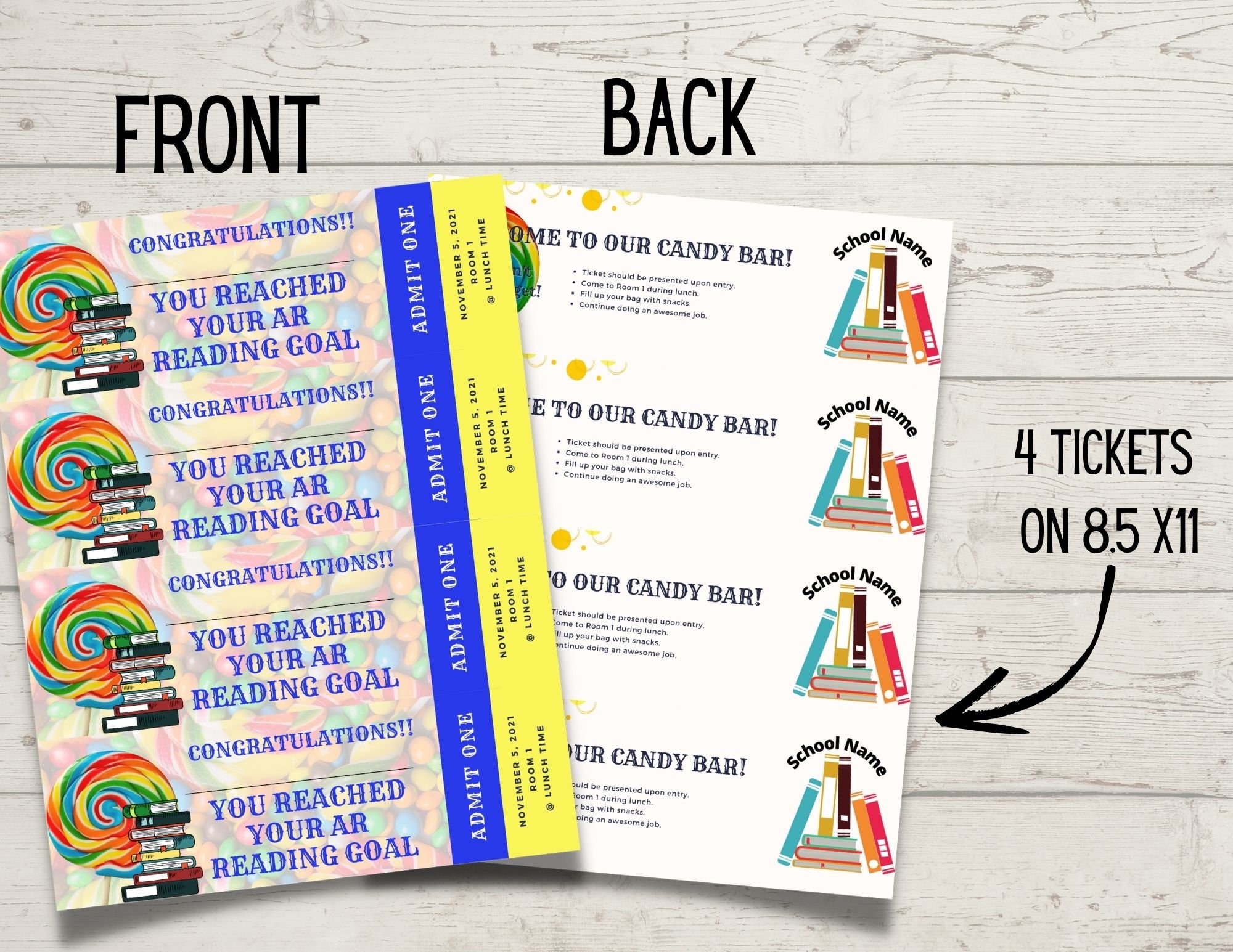 Accelerated Reader AR Candy Bar Ticket Printable Incentive for - Etsy