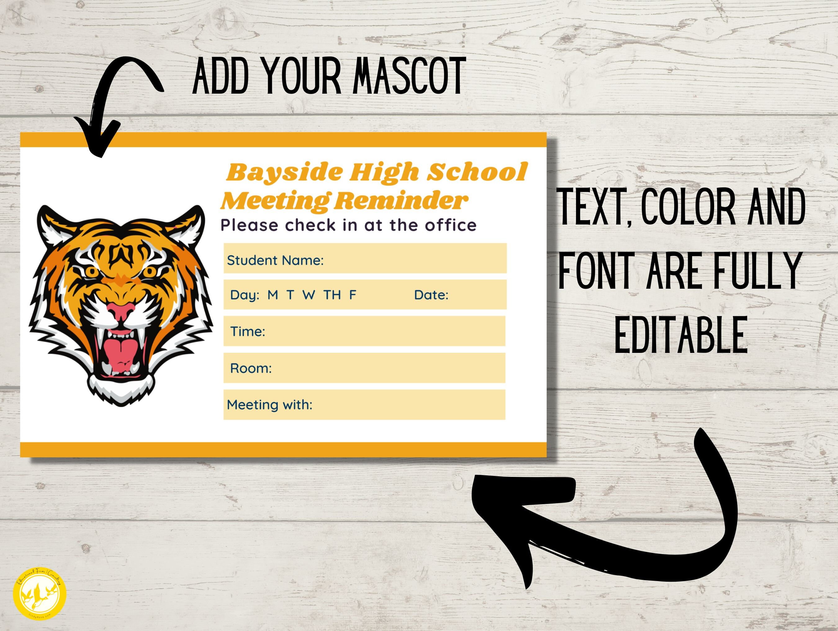 Customized Meeting Reminder Form: School Counselor | Teacher | School ...