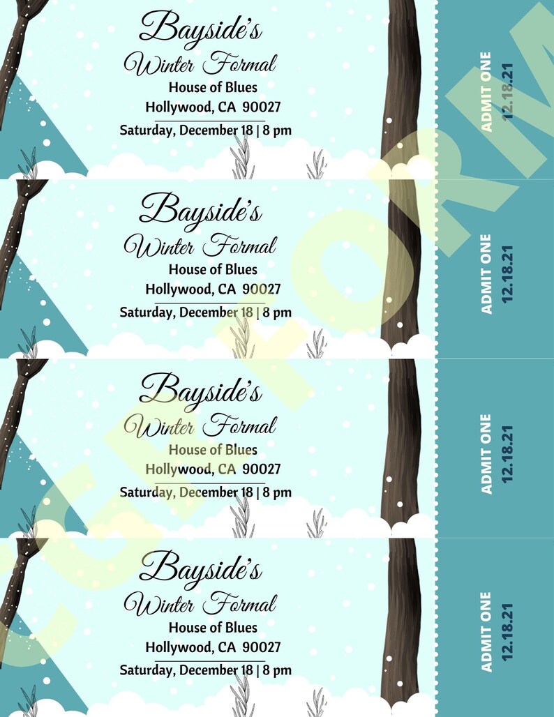 Winter Formal Ticket Printable for School PTA | ASB | Event Planners ...