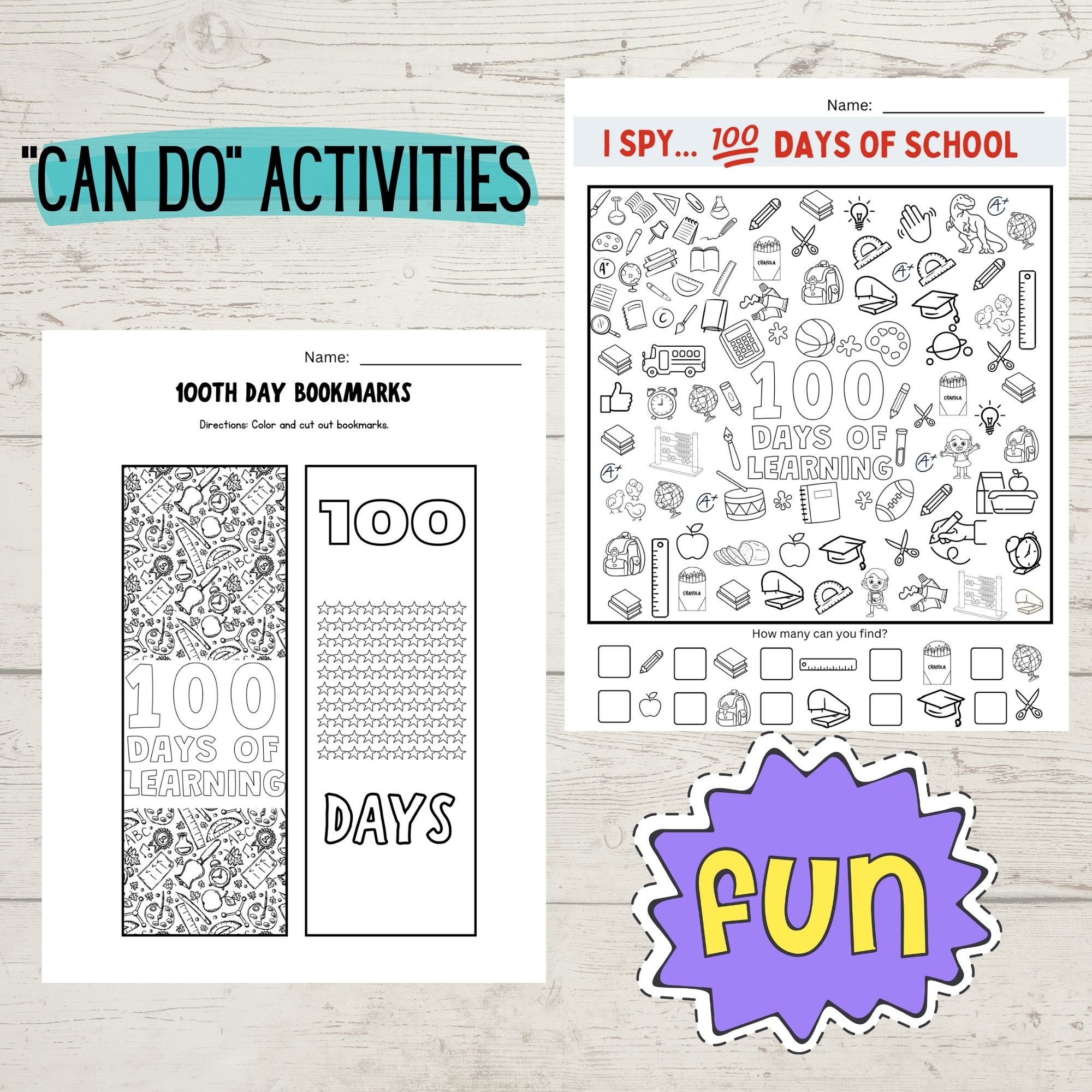 100th Day of School Activity Worksheets, Ebook, Printable Activities ...