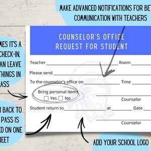 School Counselor Student Request Pass Form Personalized for Educators ...