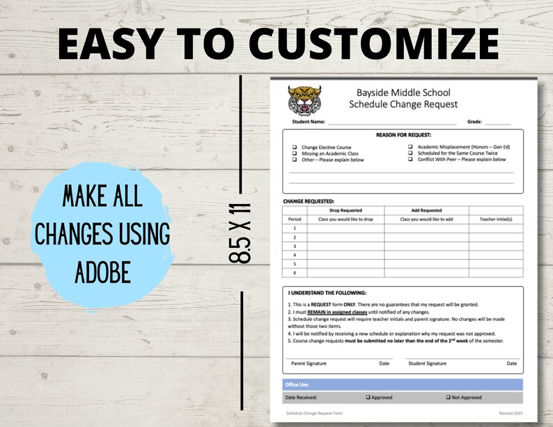 Schedule Change Request Form | Printable Template | Personalize ...