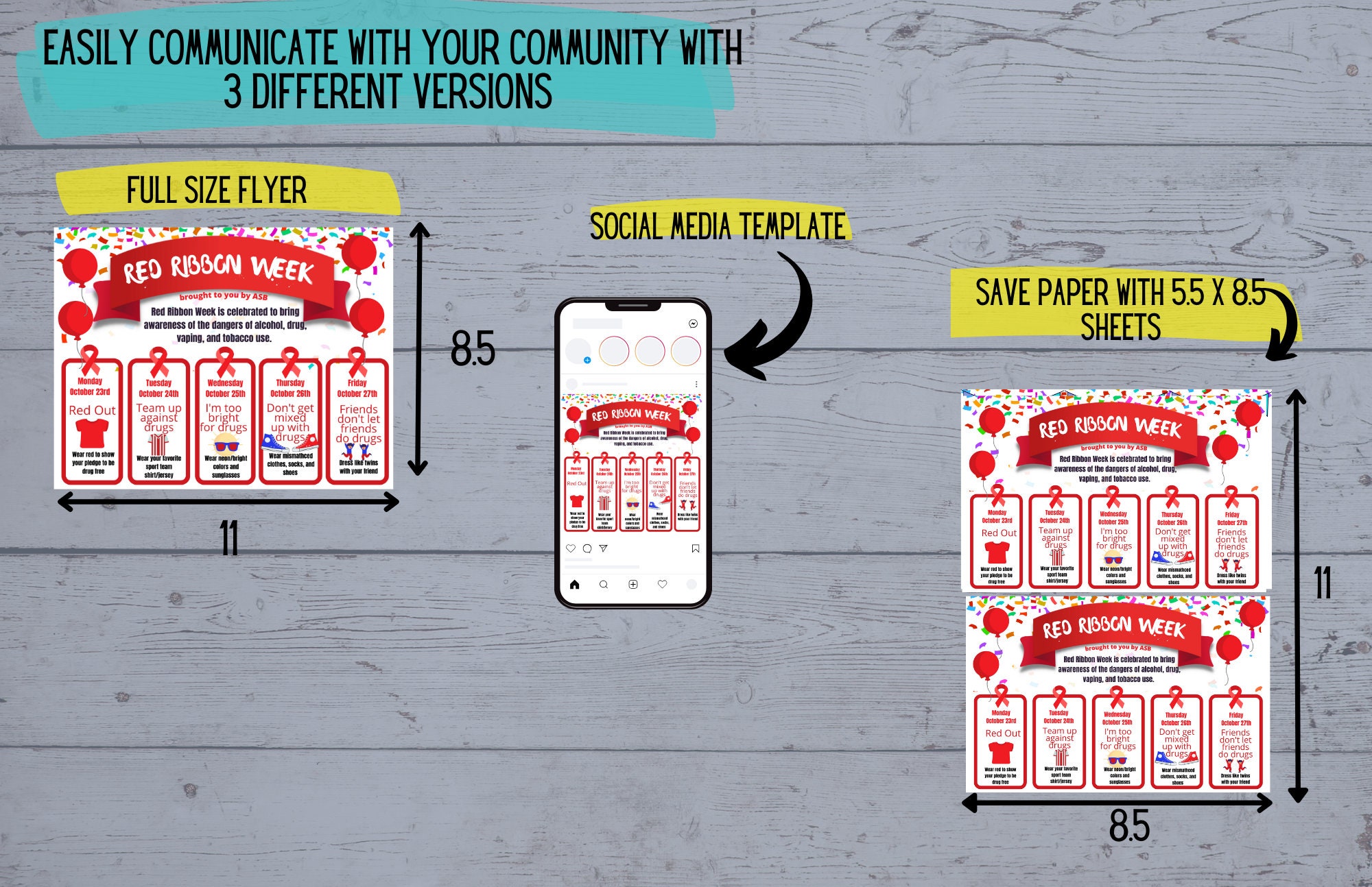 Red Ribbon Week 2023 Flyer Template Spirit Week Schedule - Etsy