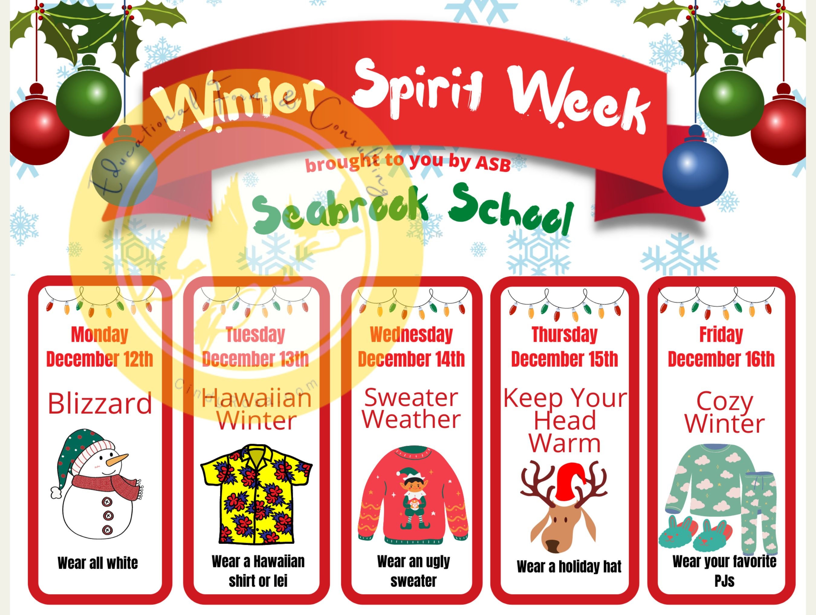 Winter Spirit Week School Flyer, Editable Printable Digital Template ...