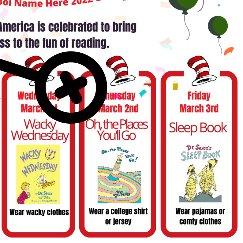 Read Across America Spirit Week Flyer Editable Activity Template ...
