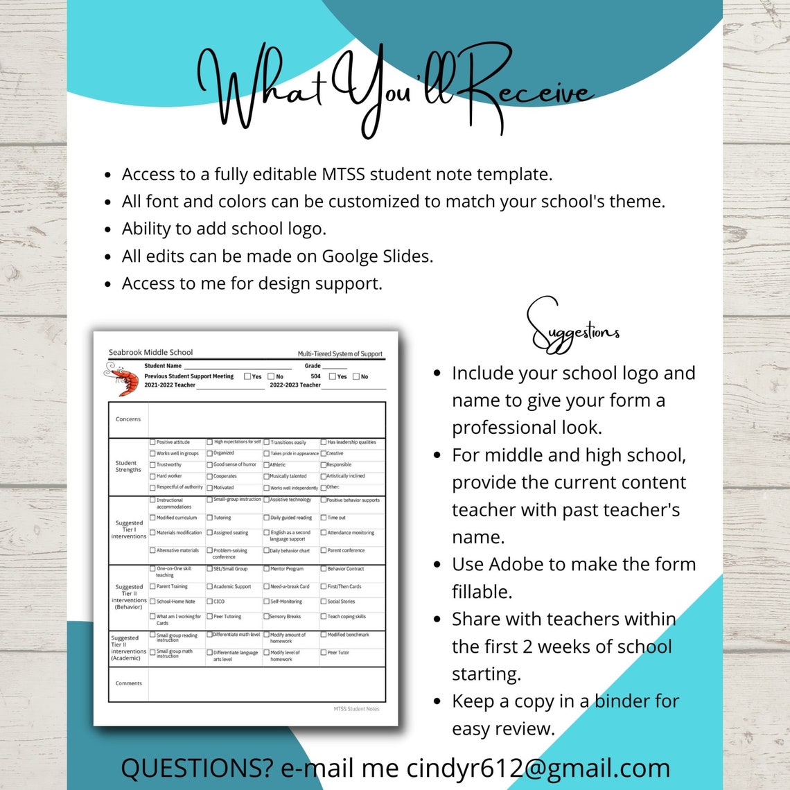 Editable MTSS Student Notes Form Template Printable for Counselors and ...