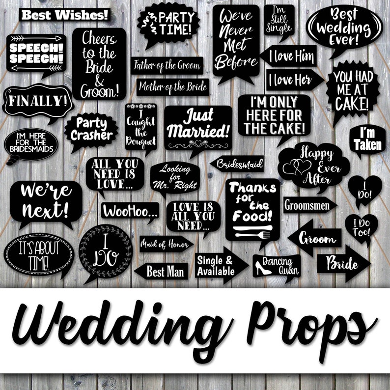 Wedding Photo Booth Prop Signs and Decorations Black With | Etsy Wedding Photo Booth Prop Signs and Decorations Black With | Etsy