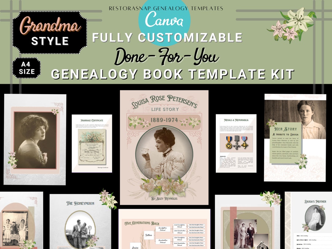 A4 SIZE Ancestry Book Template KIT! Family Tree Genealogy Printable ...
