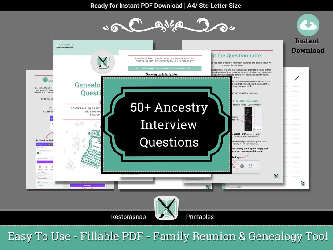 Family Tree Questionnaire 50+questions| Family Research Sheet| Ancestry ...