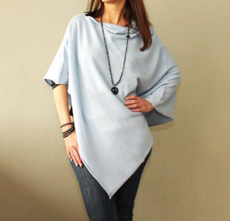 Light Blue Cashmere Poncho/powder Blue 100% Cashmere Poncho - Etsy