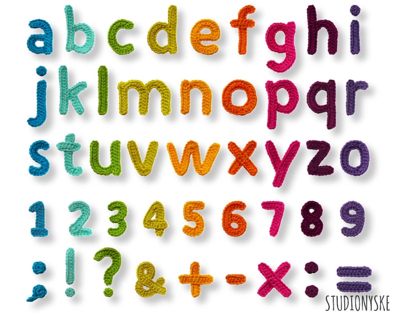 Crochet alphabet pattern lowercase small numbers punctuation | Etsy