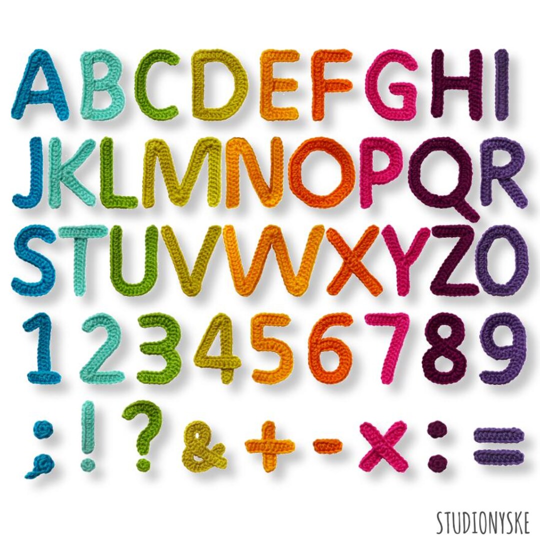 Scrapbook Alphabet Pattern Crochet Uppercase Letters Large Numbers ...