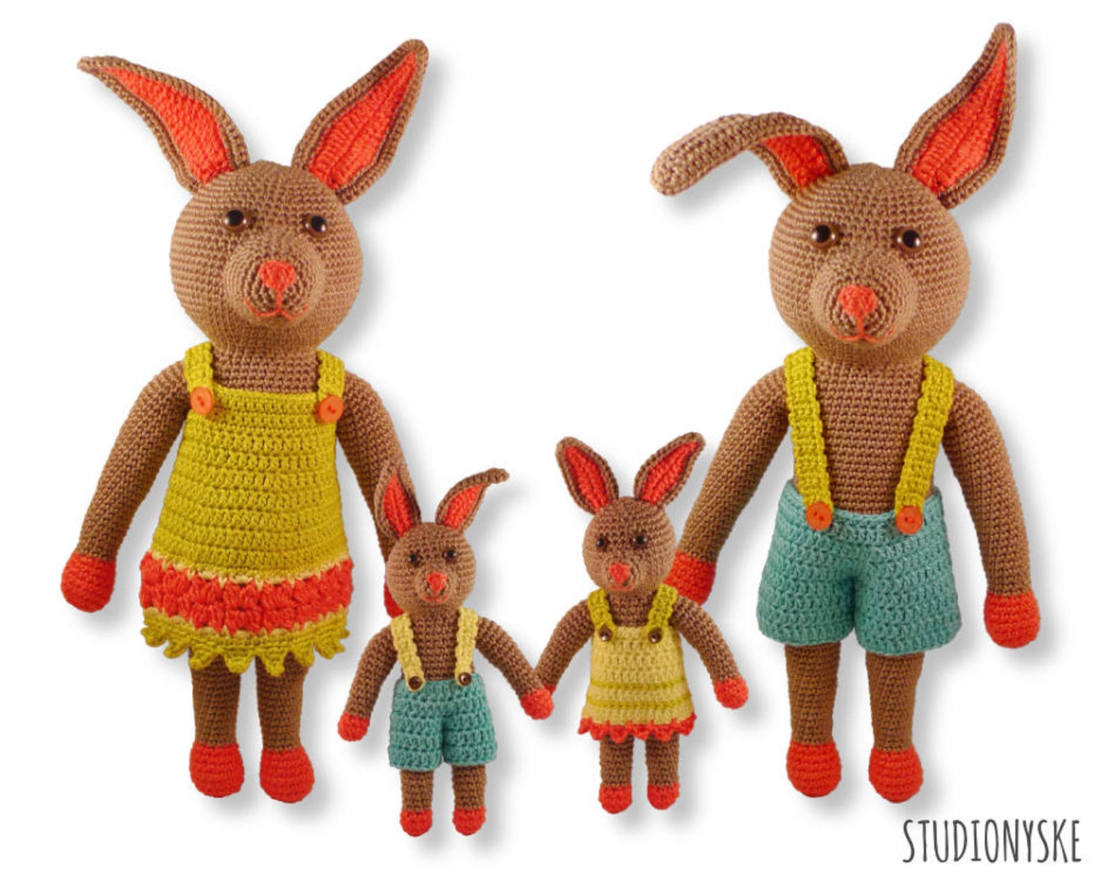 Animal Crochet PATTERN Deal, 4 Families, Pig, Monkey, Rabbit, Bunny ...