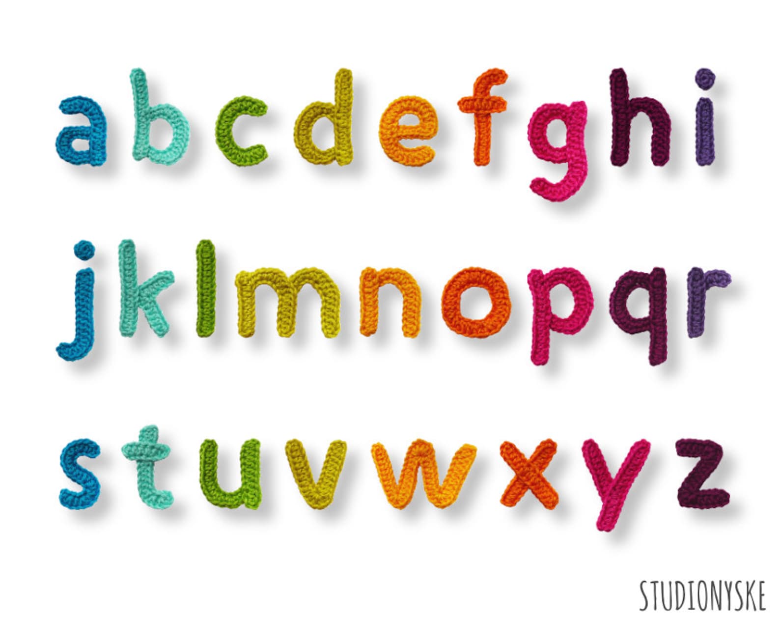 Applique Alphabet Pattern Crochet Uppercase Lowercase Large | Etsy