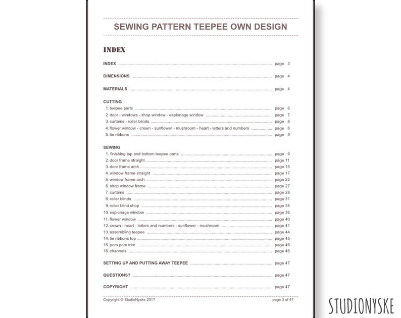 Teepee Tent Sewing PATTERN Design Your Own Wigwam Play Tent for Boys ...