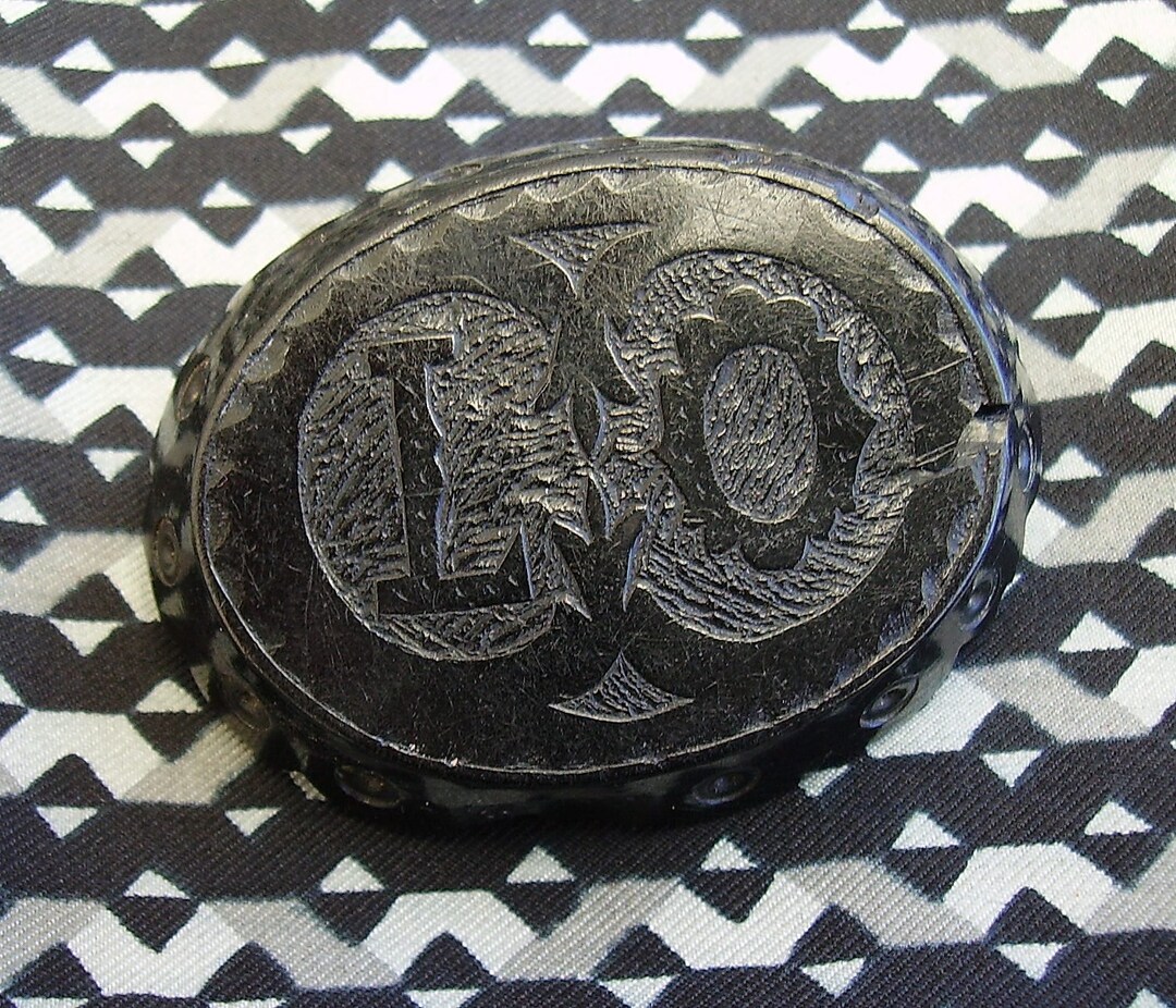 Antique Victorian Large Oval Carved Whitby Jet Initials Mourning Brooch ...
