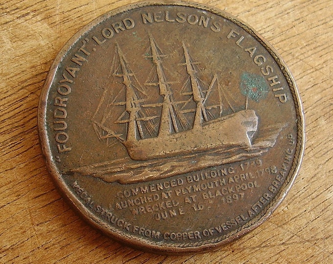 Antique Large Horatio Nelson Medallion Made of Copper From Flag Ship ...