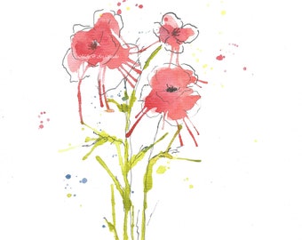 Poppy wall art | Etsy