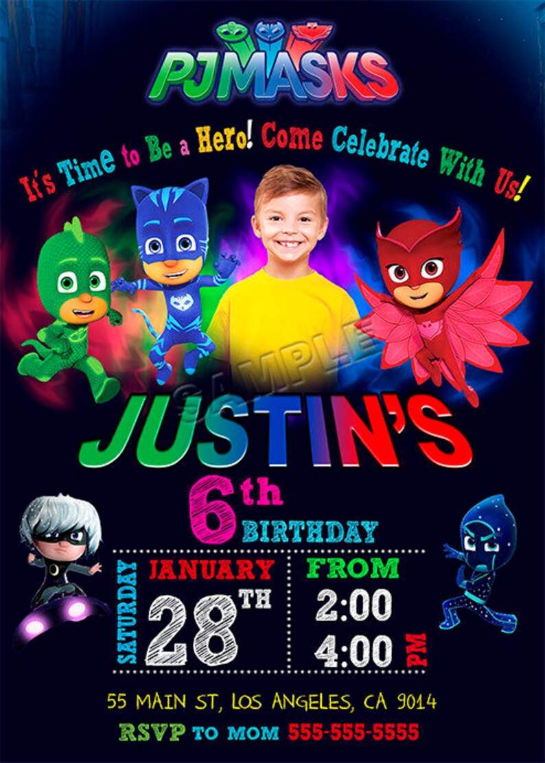 Invitaciones De Pj Mask
