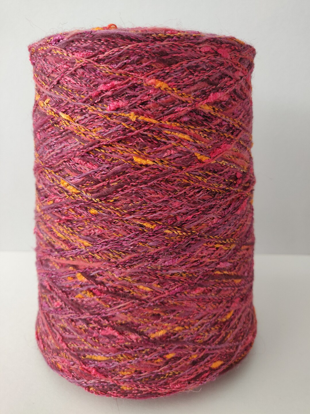 Slub Knop Yarn, 810g Full Cone Sunset Pink, Orange, Gold, Colour Mix ...