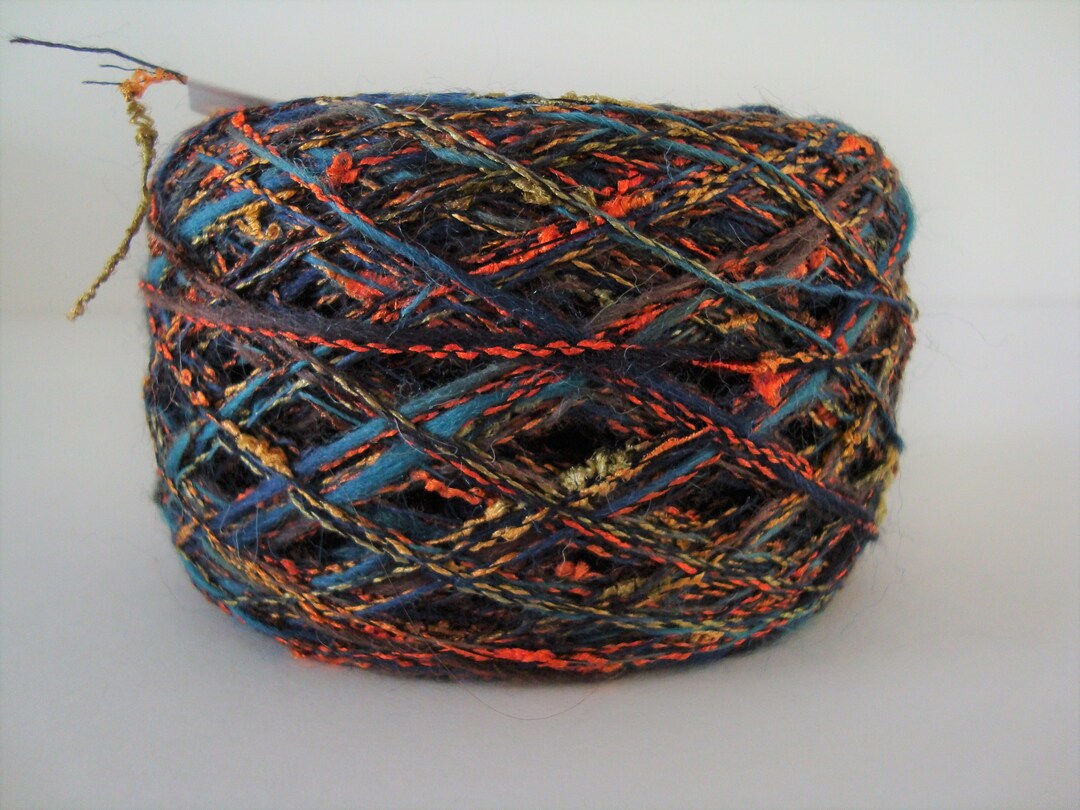 Slub Knop Yarn, 100g Balls Autumn, Blue, Orange, Gold, Brown Colour Mix ...