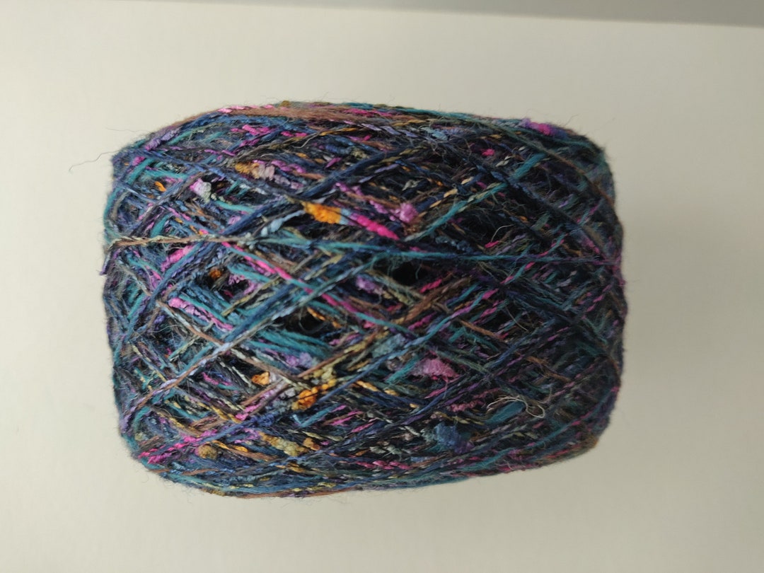 Slub Knop Yarn, 100g balls Jewel, Orange, Blue, Pink, gold colour mix ...