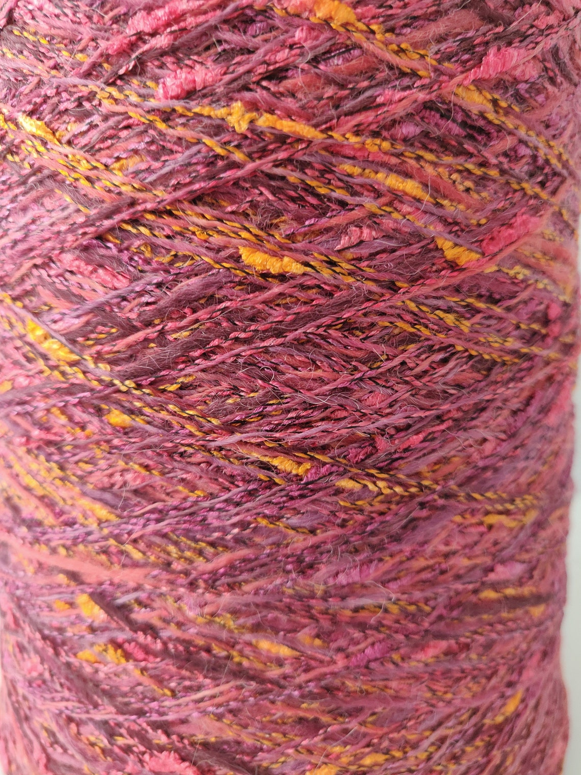 Slub Knop Yarn, 810g Full Cone Sunset Pink, Orange, Gold, Colour Mix ...