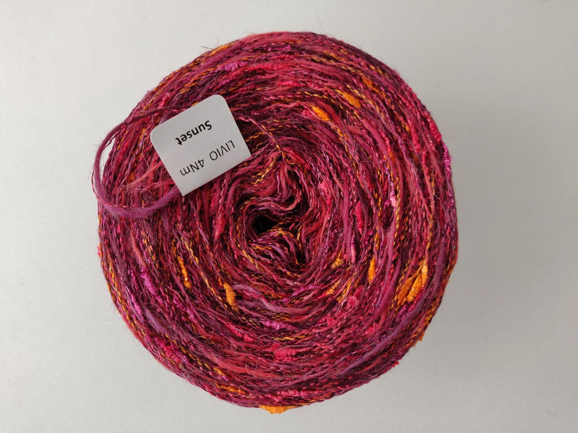 Slub Knop Yarn, 100g bolas Sunset, Rosa, Naranja, oro, mezcla de ...