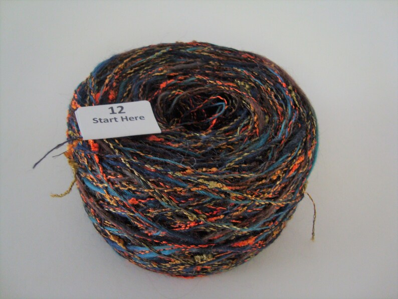 Slub Knop Yarn 100g Balls Autumn Blue Orange Gold Brown - Etsy