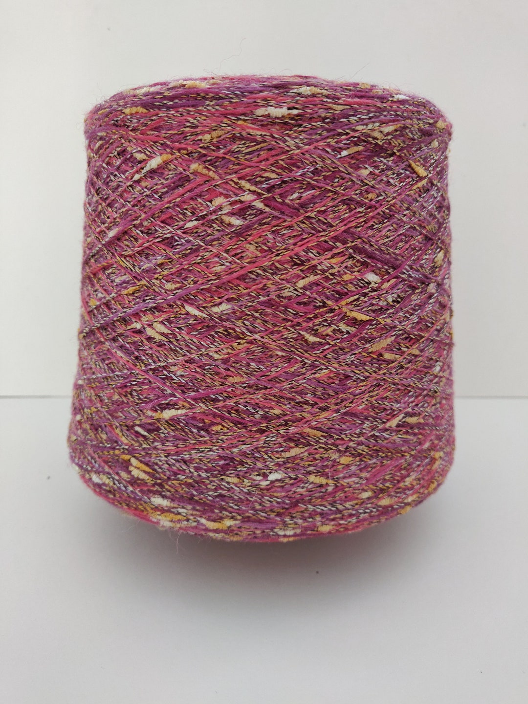 Slub Knop Yarn, 1294g Full Cone Coral, Orange, Gold, Pink Colour Mix ...