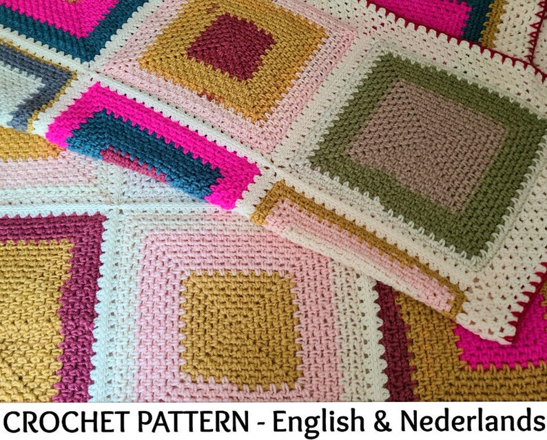 English Dutch Crochet Pattern Log Cabin Blanket / Throw Hyggeligt - Etsy
