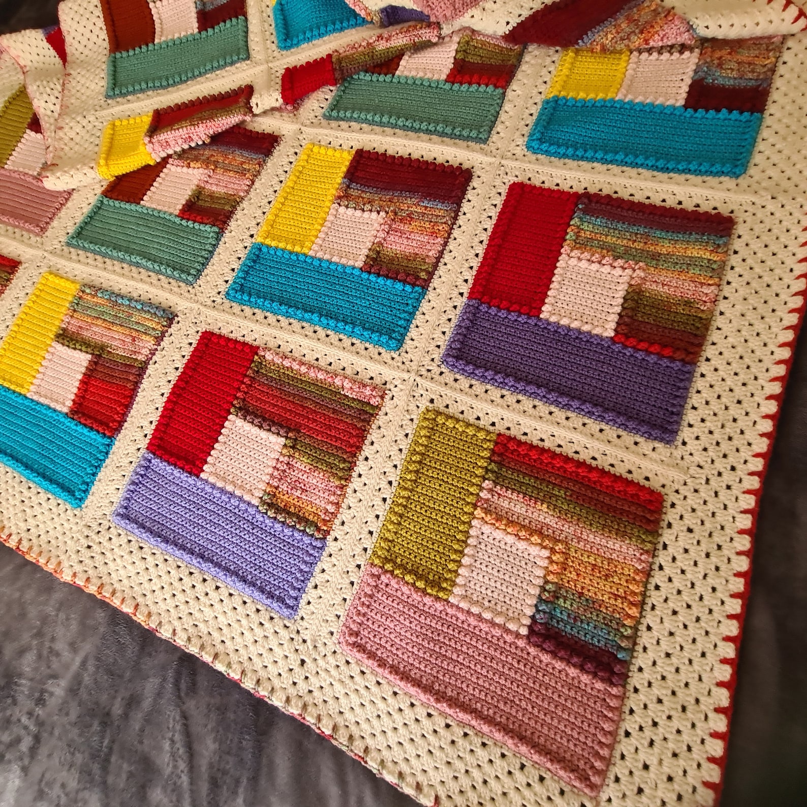 English Dutch Crochet Pattern Log Cabin Blanket / Throw - Etsy