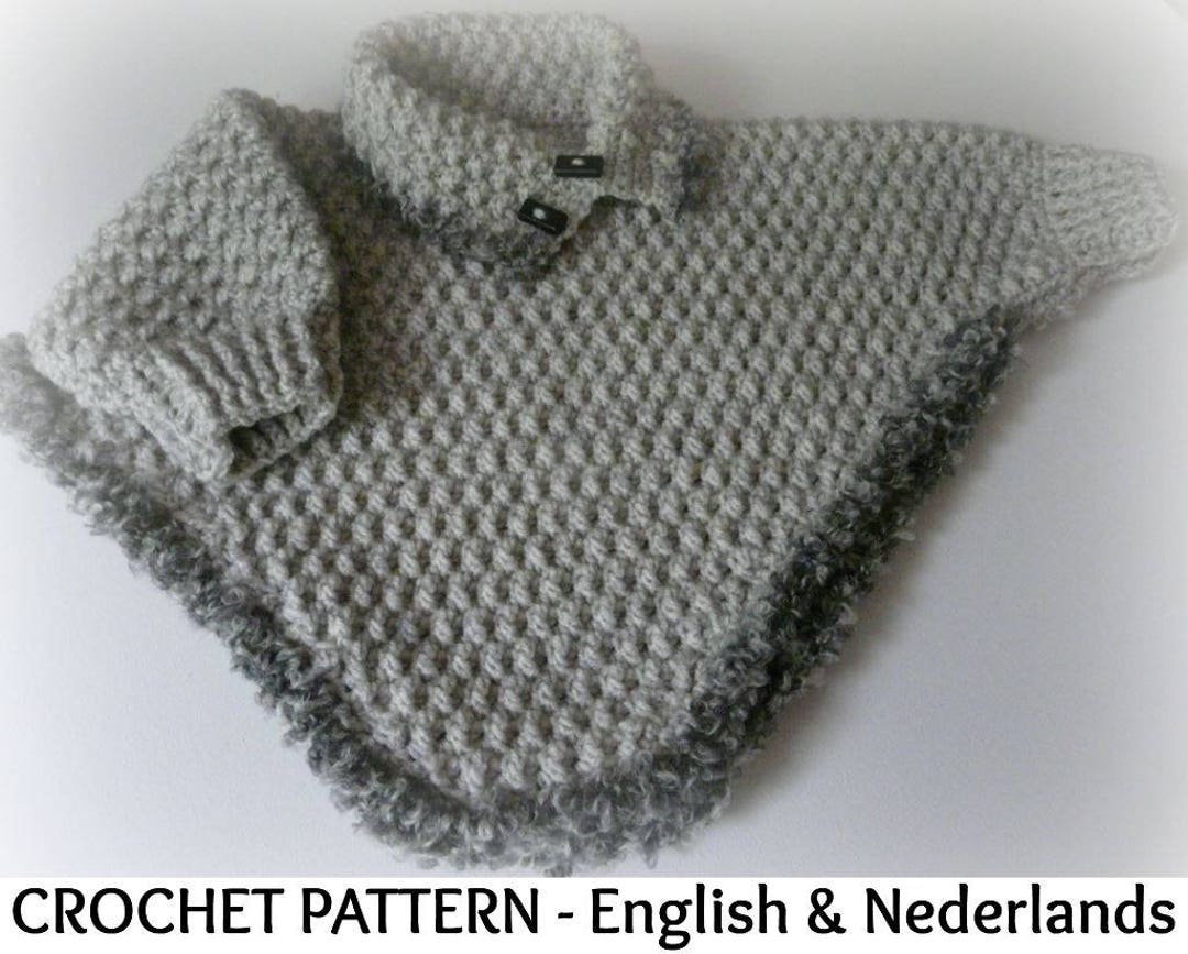 English + Dutch Crochet Pattern Baby / Toddler Poncho With Sleeves ...