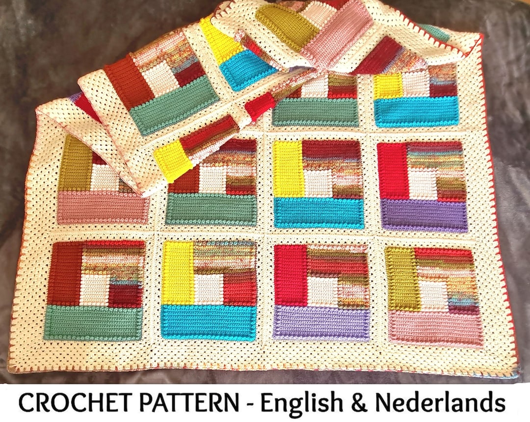 English Dutch Crochet Pattern Log Cabin Blanket / Throw Serendipity - Etsy