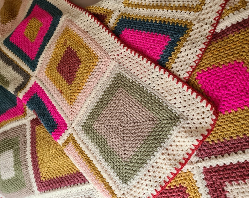 English Dutch Crochet Pattern Log Cabin Blanket / Throw Hyggeligt - Etsy