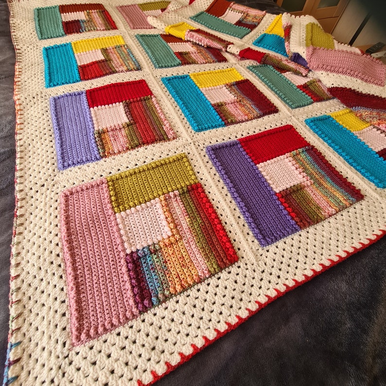 English Dutch Crochet Pattern Log Cabin Blanket / Throw - Etsy