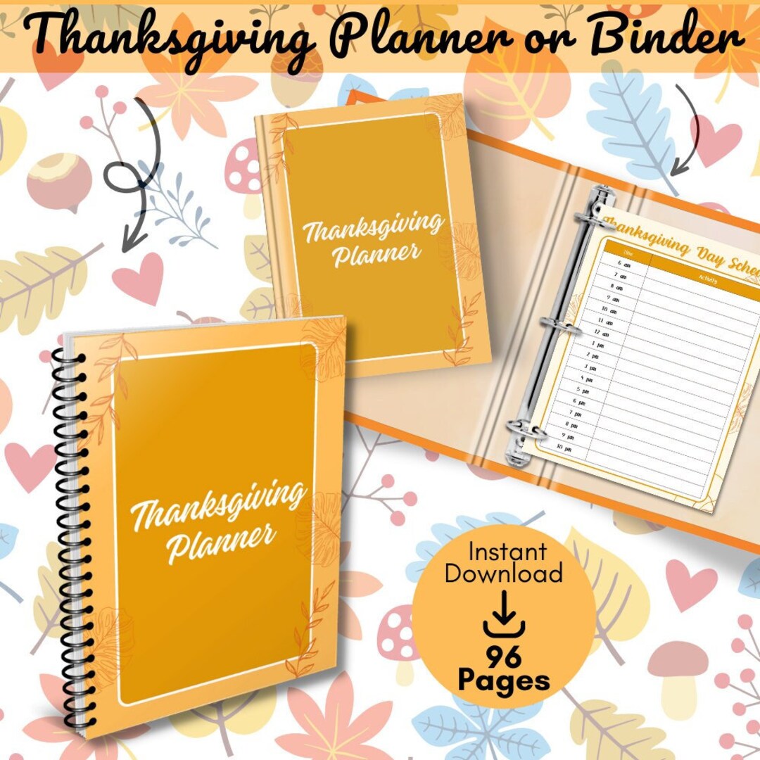 Thanksgiving Planner Gratitude Journal Housework Recipe List Menu ...