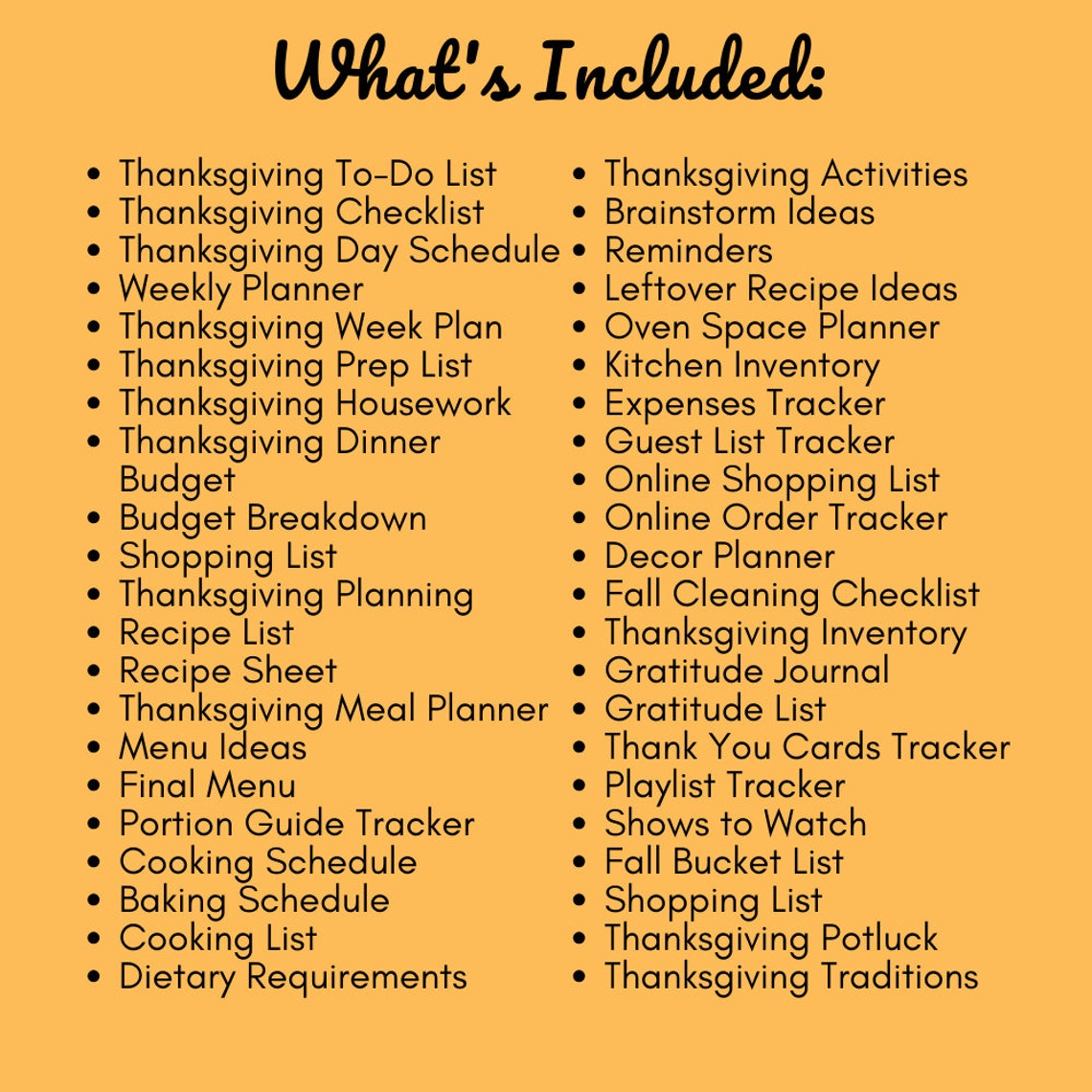 Thanksgiving Planner Gratitude Journal Housework Recipe List Menu ...