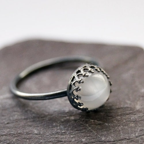 Gothic Crown Moonstone Recycled Sterling Silver Ring - Etsy