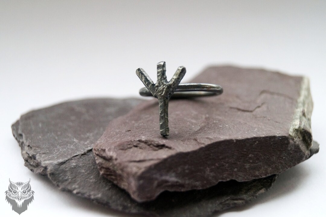 Recycled Sterling Silver Algiz Rune Ring - Statement Ring, Runes ...