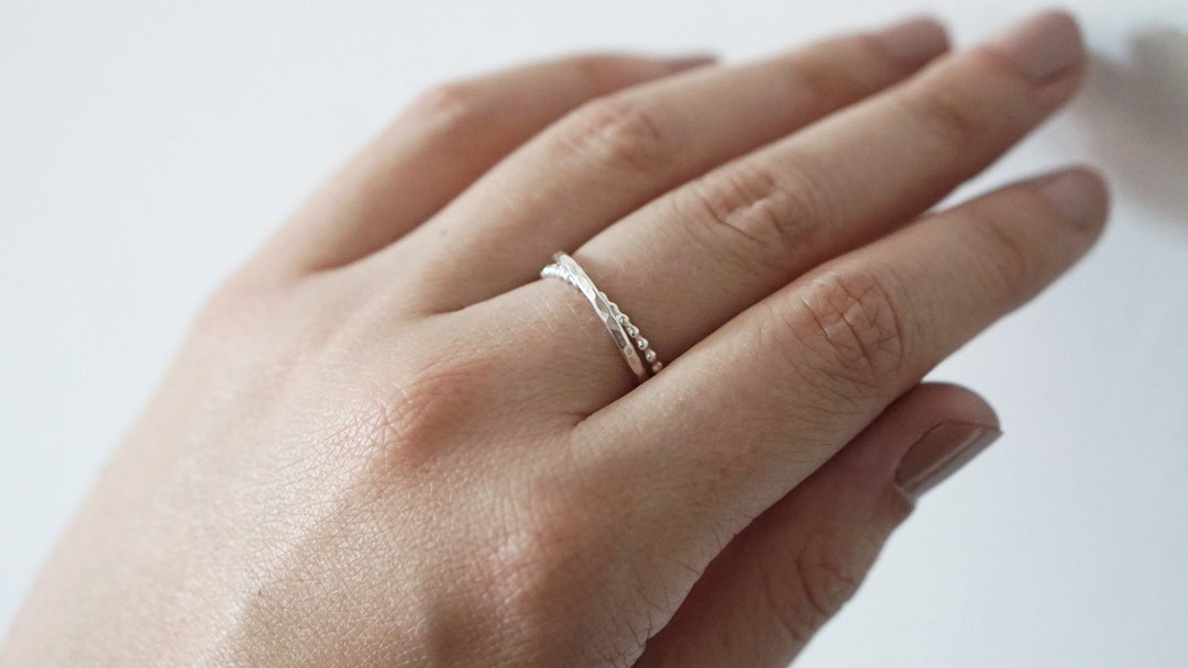 Textured Interlocking Bands Recycled Sterling Silver Ring ~ Statement ...
