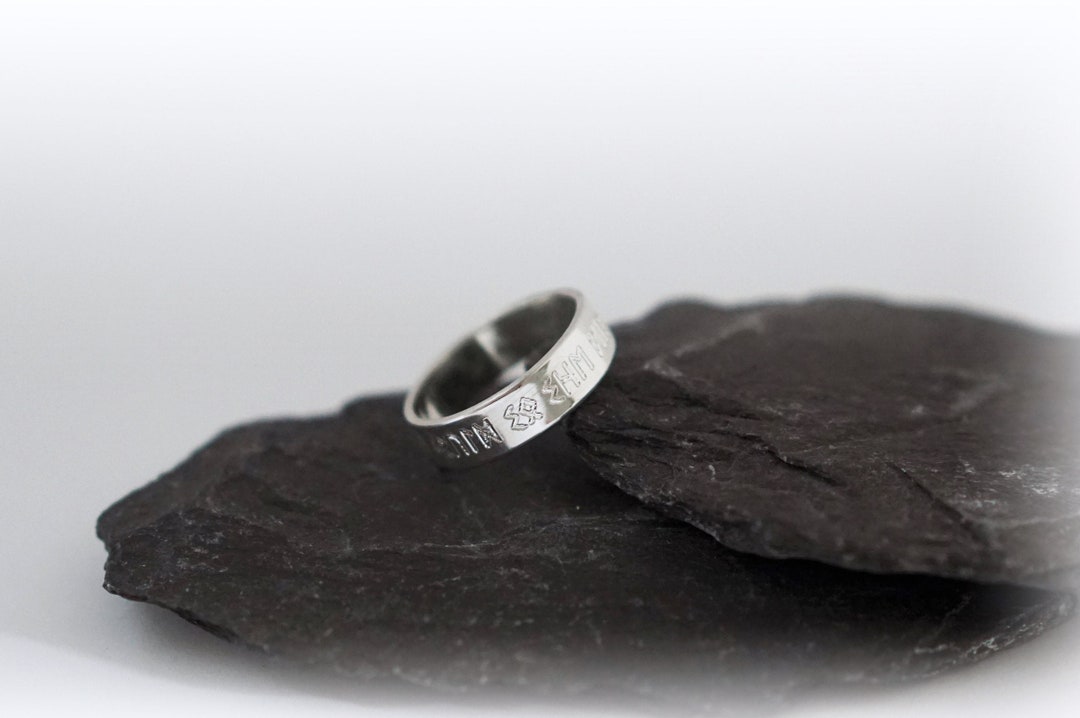 Recycled Sterling Silver Runes Personalised Band ~ Initials, Valentine ...