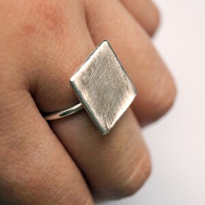 Recycled Sterling Silver Big Square Ring ~ Stacking Ring, Triangle ...