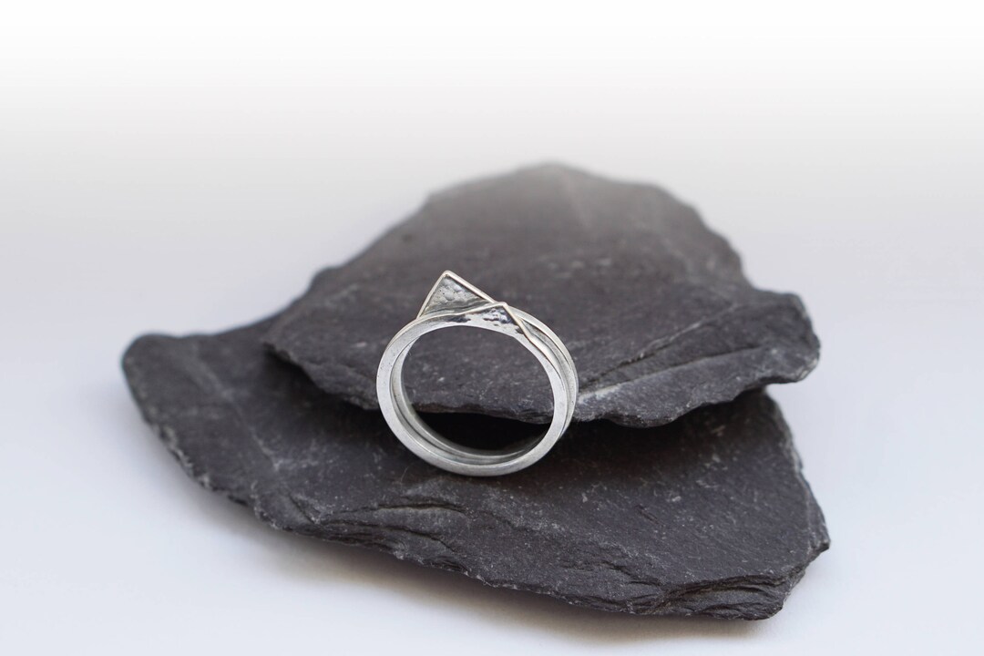 Recycled Sterling Silver Mountain Stacking Rings ~ Modern, Stackable ...
