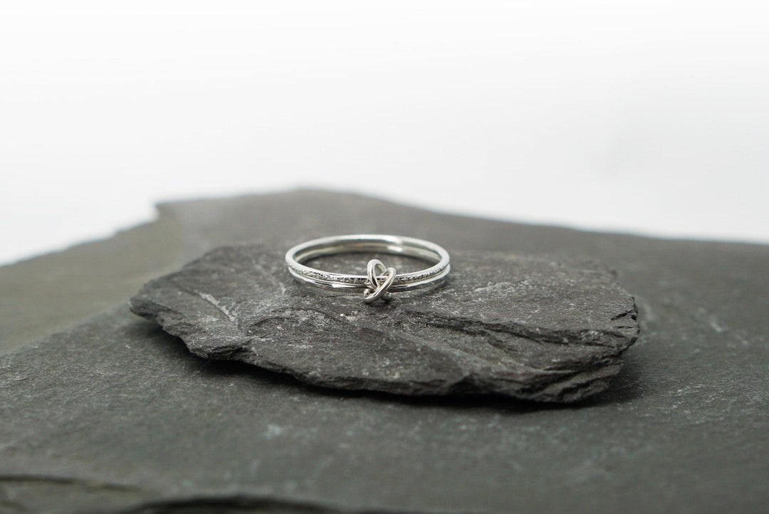 Fidget Ring Interlocking Skinny Stardust & Hammered Sterling Silver ...