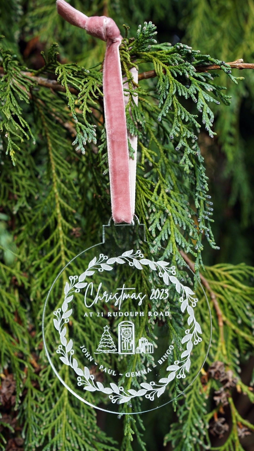 Personalised Family Home Bauble Christmas Decoration ~ Engraved ...