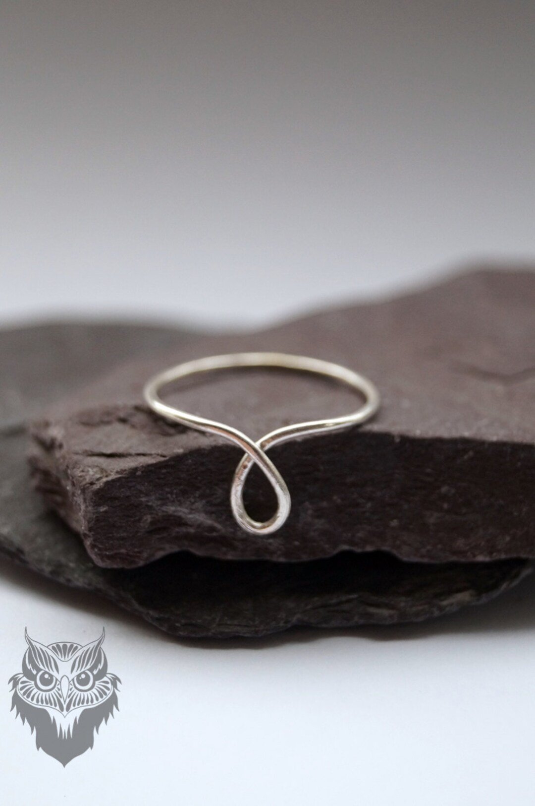Recycled Sterling Silver Skinny Looped Ring Stacking Ring - Etsy UK