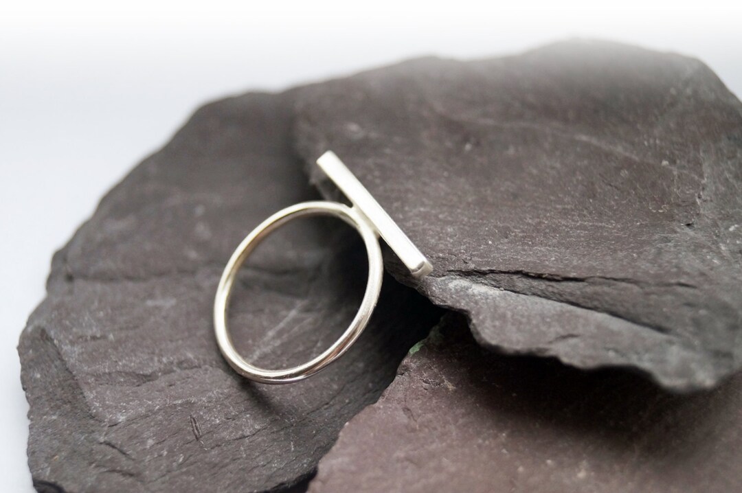 Recycled Sterling Silver Square Bar Ring ~ Statement Ring, Modern ...
