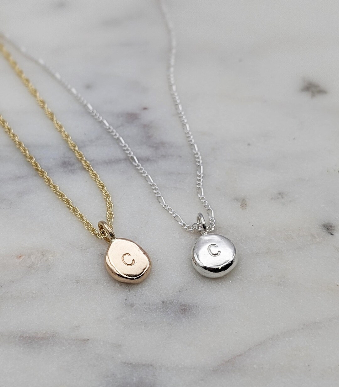 Personalised Little Pebble Pendant in Solid Sterling Silver, 9ct or ...