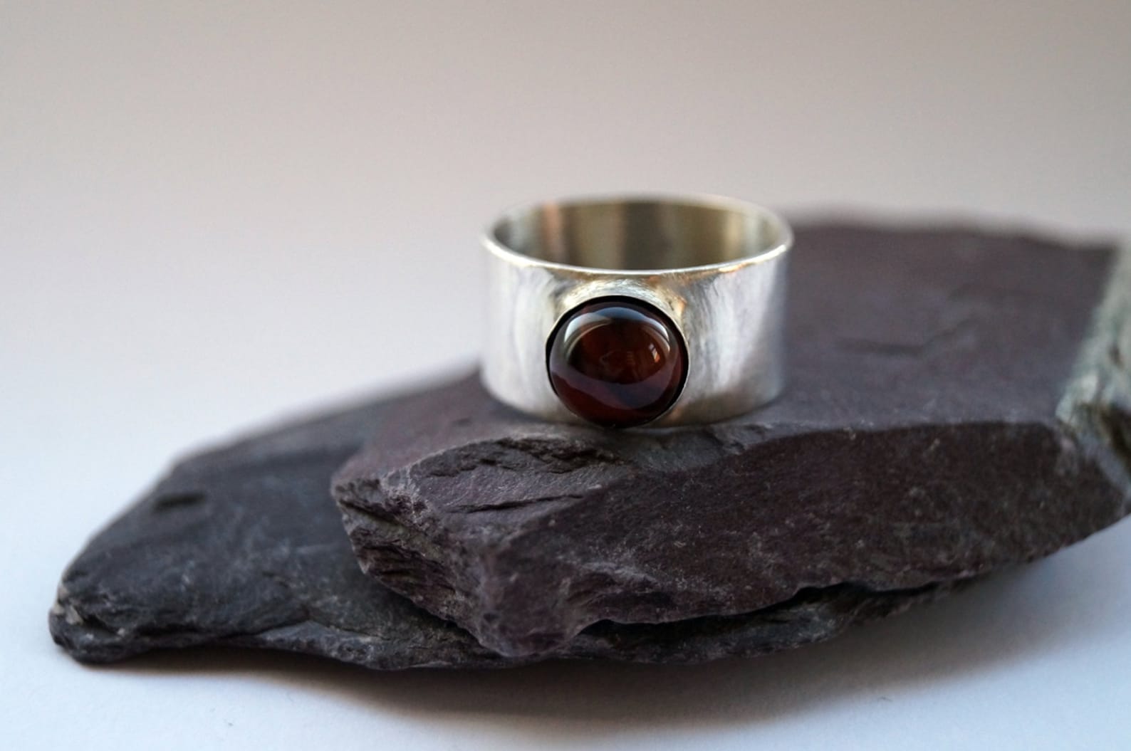 Red Tiger's Eye Wide Sterling Silver Ring Stacking Ring - Etsy